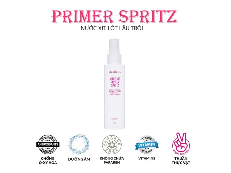 Makeup primer spritz - xịt khóa trang điểm dưỡng ẩm - Australis ...
